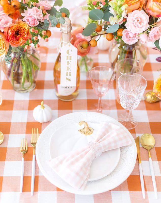 My Blush Pink and Orange Fall Tablescape | Pizzazzerie