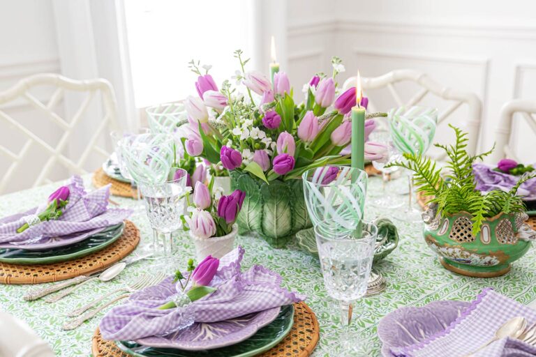 Purple & Green Spring Table Decorations - Pizzazzerie