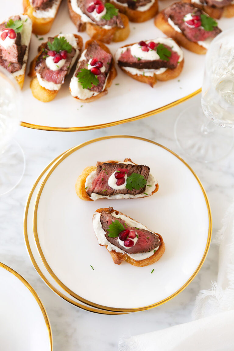 Beef Tenderloin Crostini with Horseradish Cream - Pizzazzerie